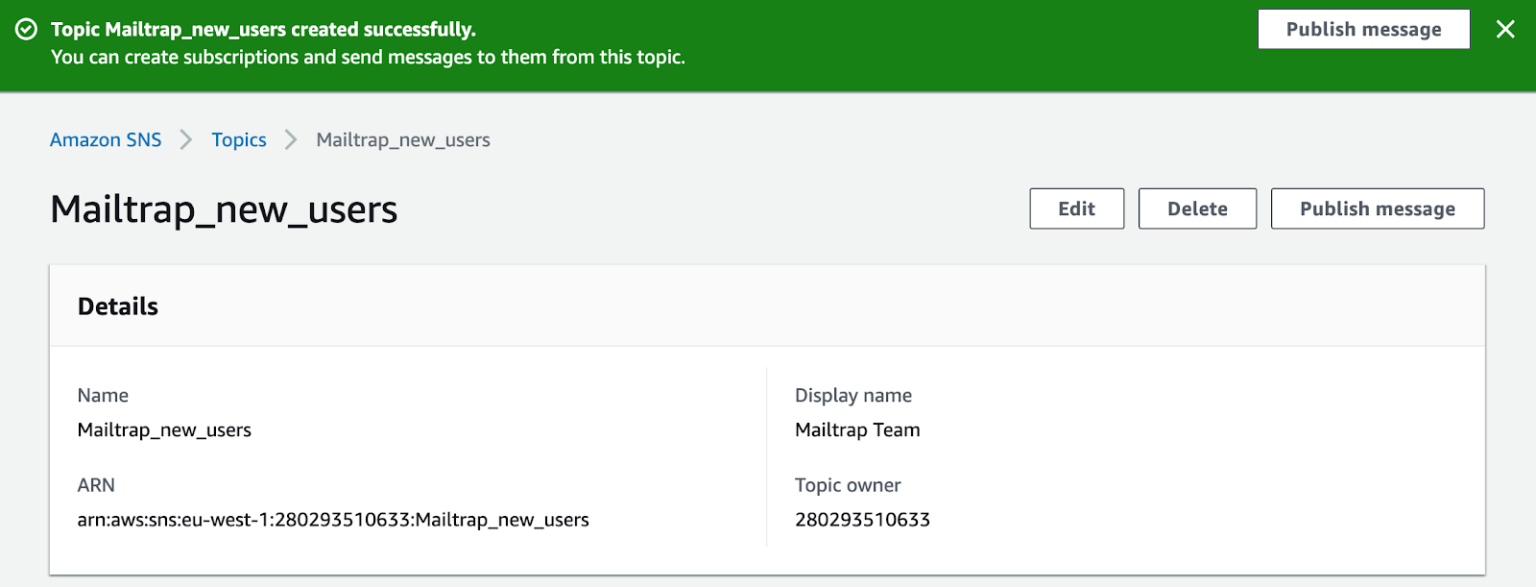 Amazon SNS Tutorial for Sending Email Notifications | Mailtrap Blog